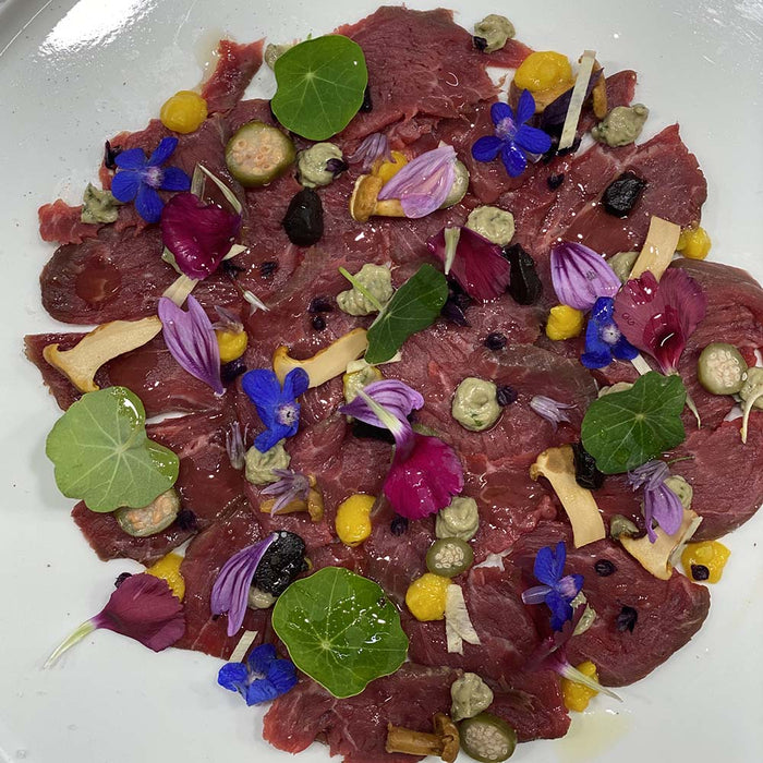 Accord Mets et vin château la Sauvageonne la Villa rosé et Carpaccio d